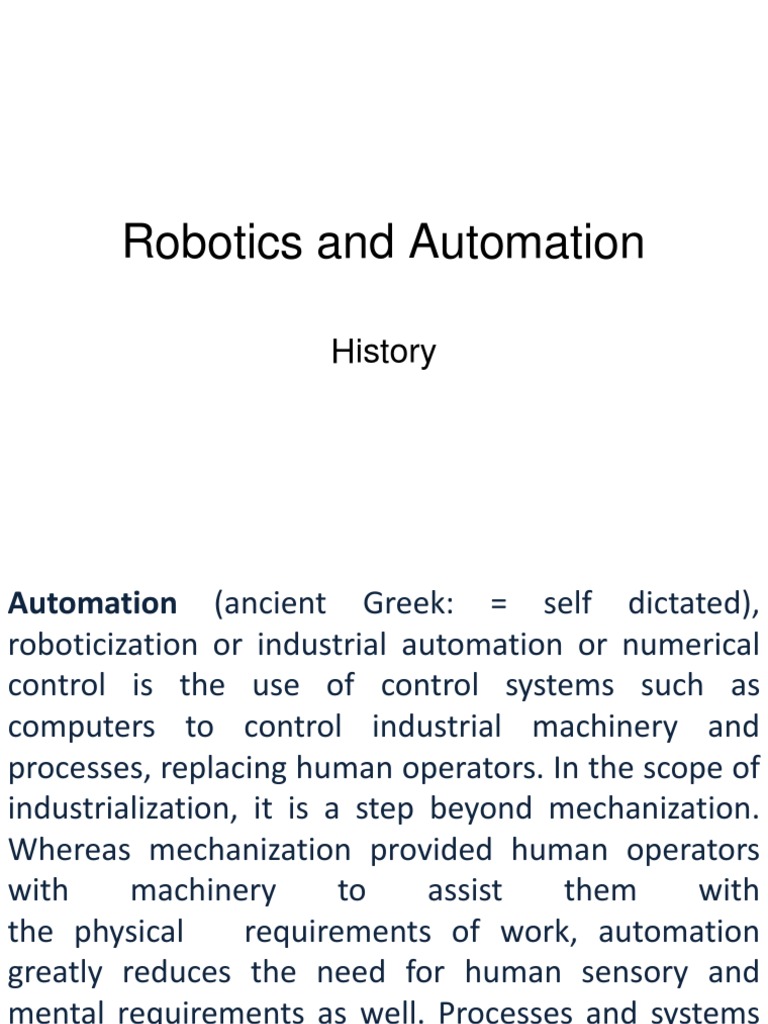 History of Automation and Robotics | PDF | Home & Garden | Computers