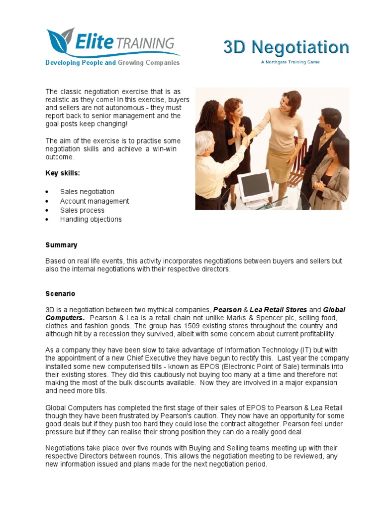 3D Negotiation Details | PDF | Sales | Negotiation