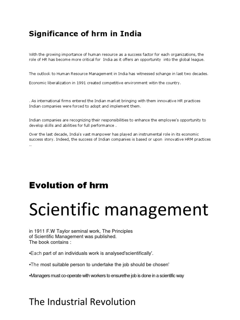 Significance of HRM in India | PDF