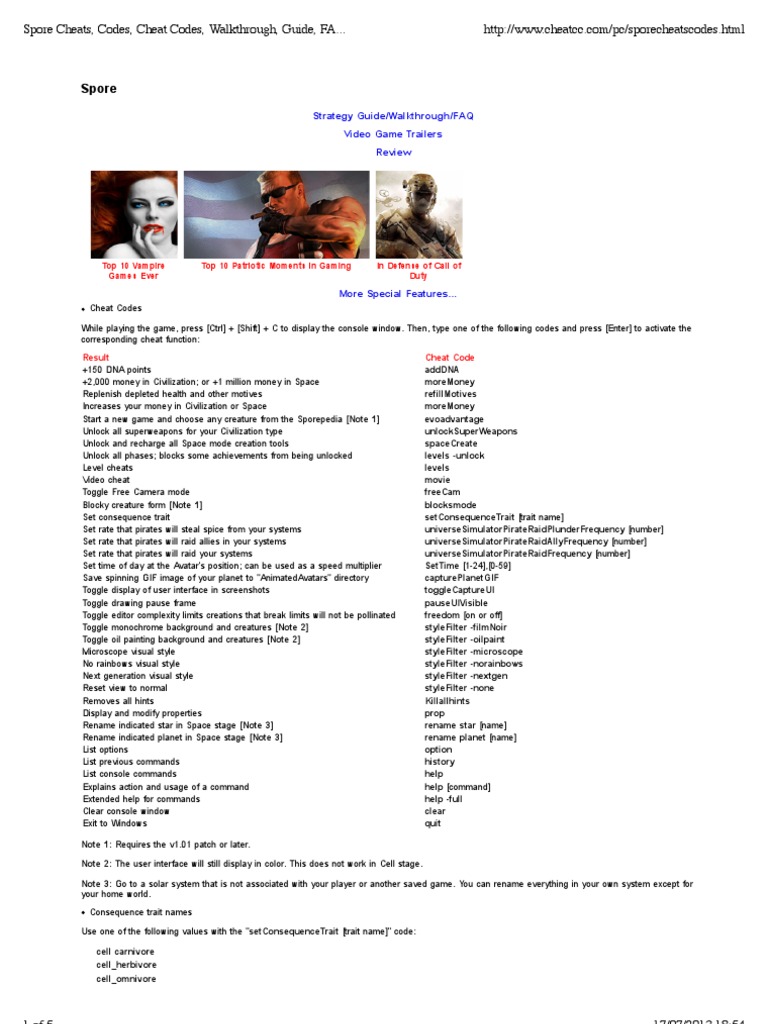 Spore Cheats, Codes, Cheat Codes, Walkthrough, Guide, FAQ, Unlockables For PC | Download Free ...