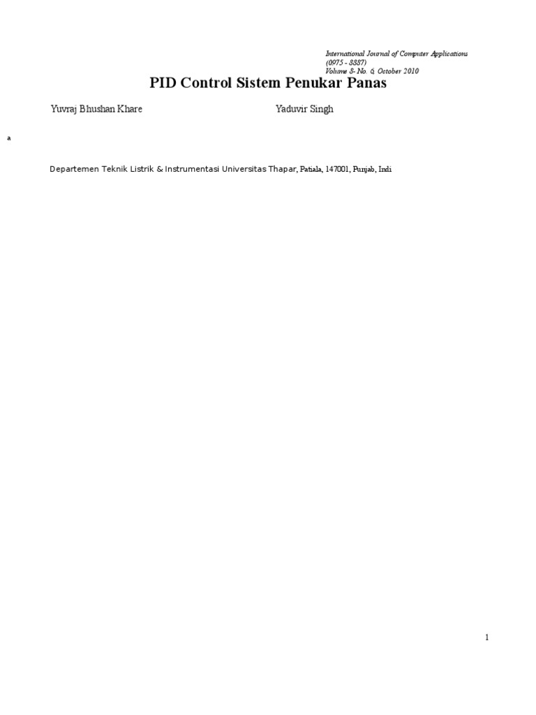 PID Control of Heat Exchanger System | PDF