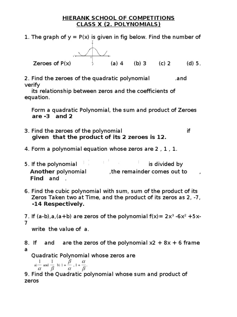 Finding Polynomials from Zeros | PDF
