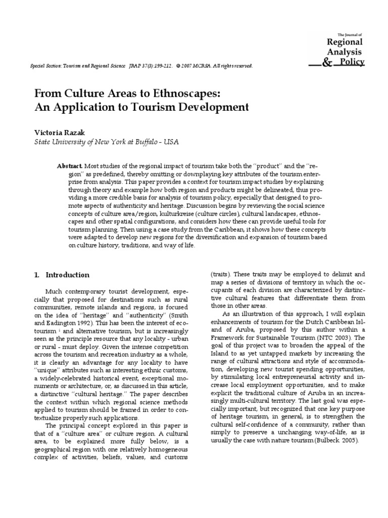 From Culture Areas to Ethnoscapes | Tourism | Anthropology