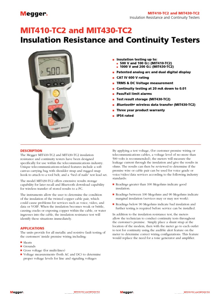 MIT410TC2 430TC2 DS en V05 | PDF | Insulator (Electricity) | Battery ...