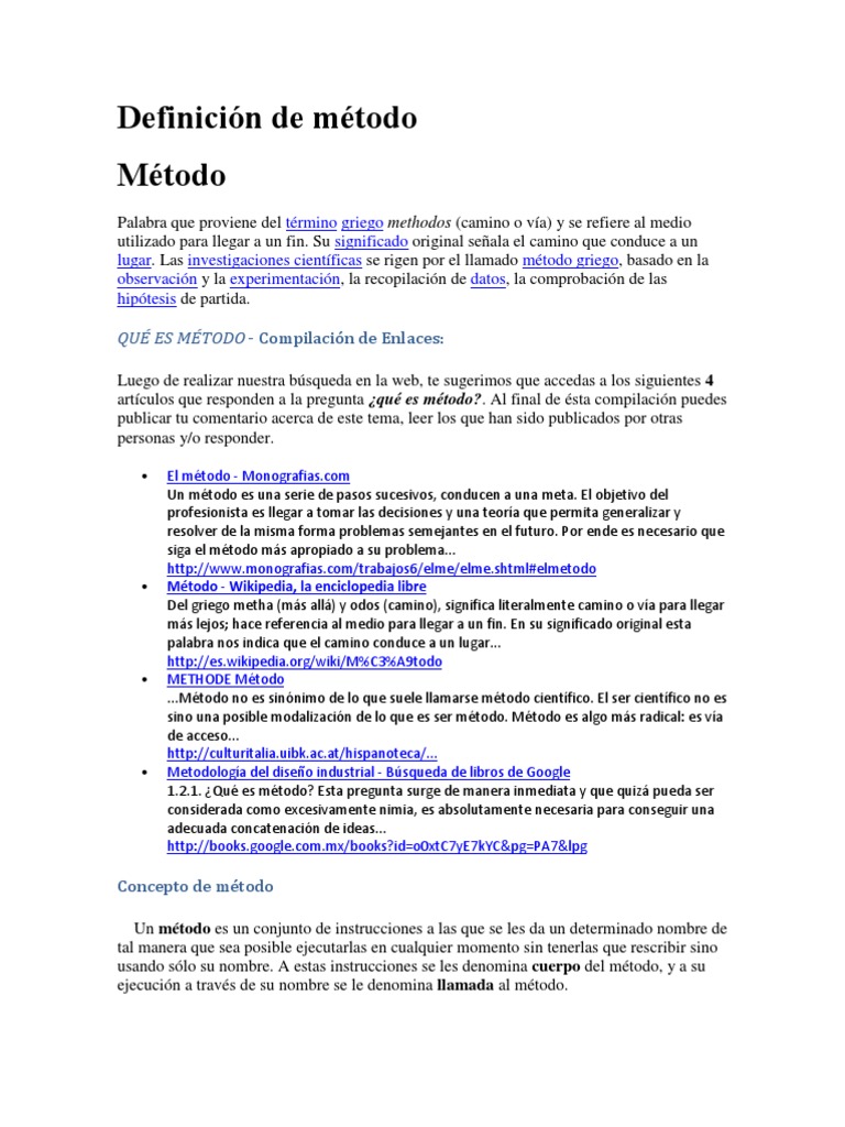 4 Definiciónes de Método | PDF