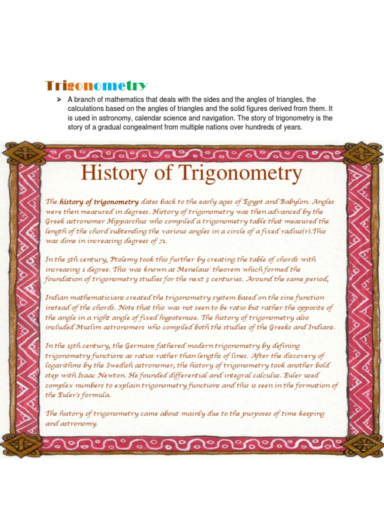 History of Trigonometry | PDF | Trigonometry | Trigonometric Functions