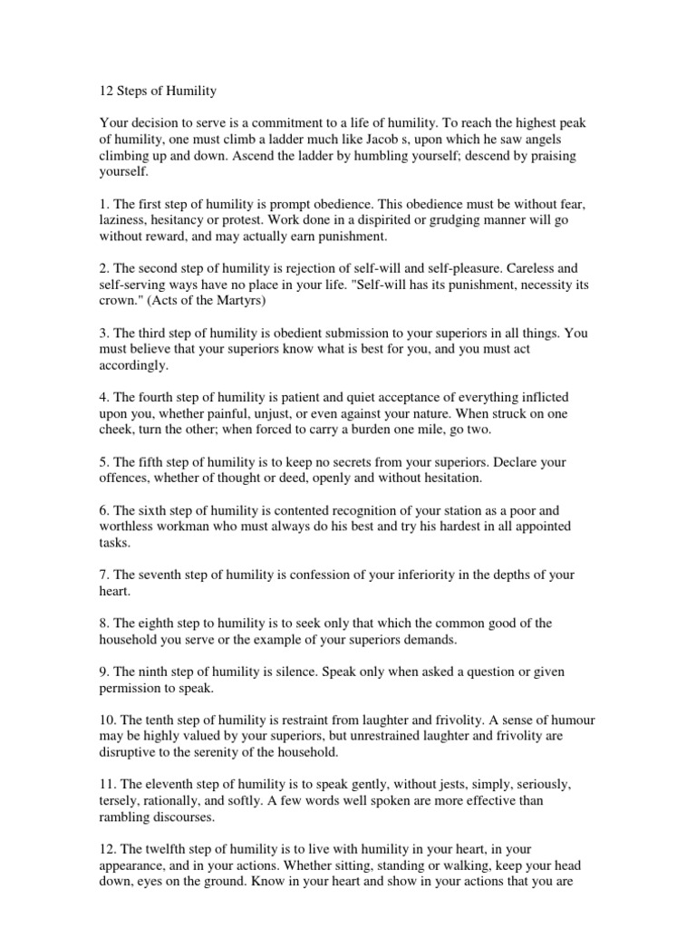 12 Steps of Humility | PDF | Humility | Religion And Belief