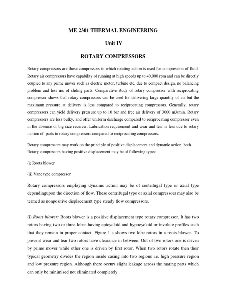 Rotary Compressor | PDF | Gas Compressor | Turbine