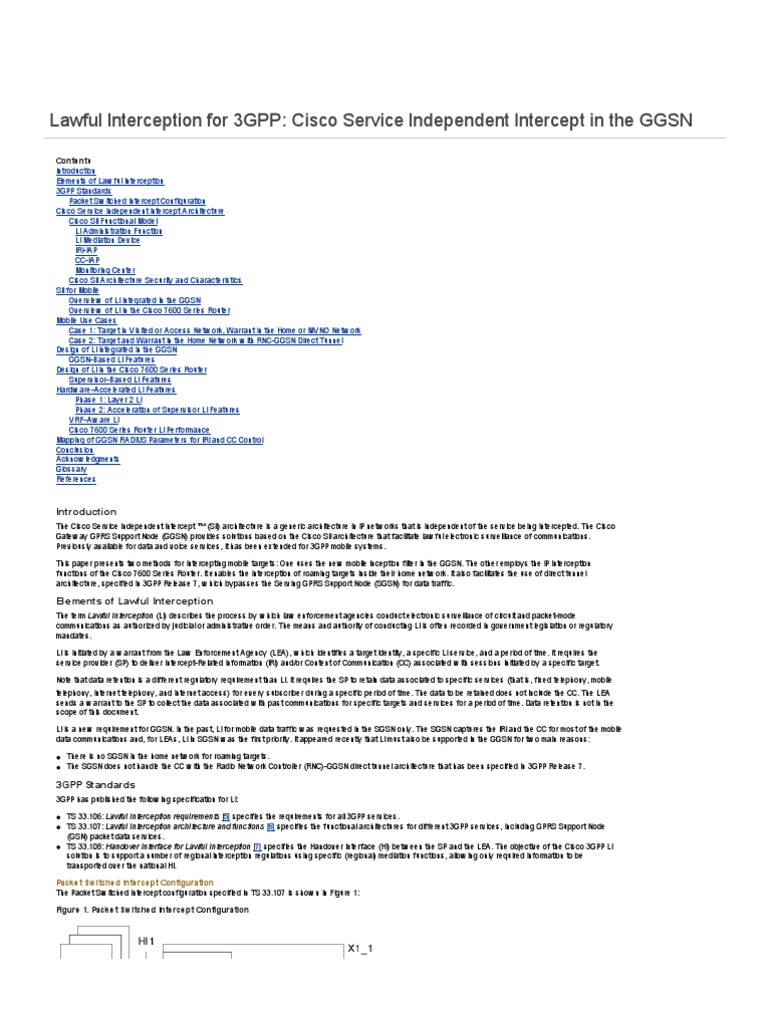 Lawful Interception For 3GPP - Cisco Service Independent Intercept in ...