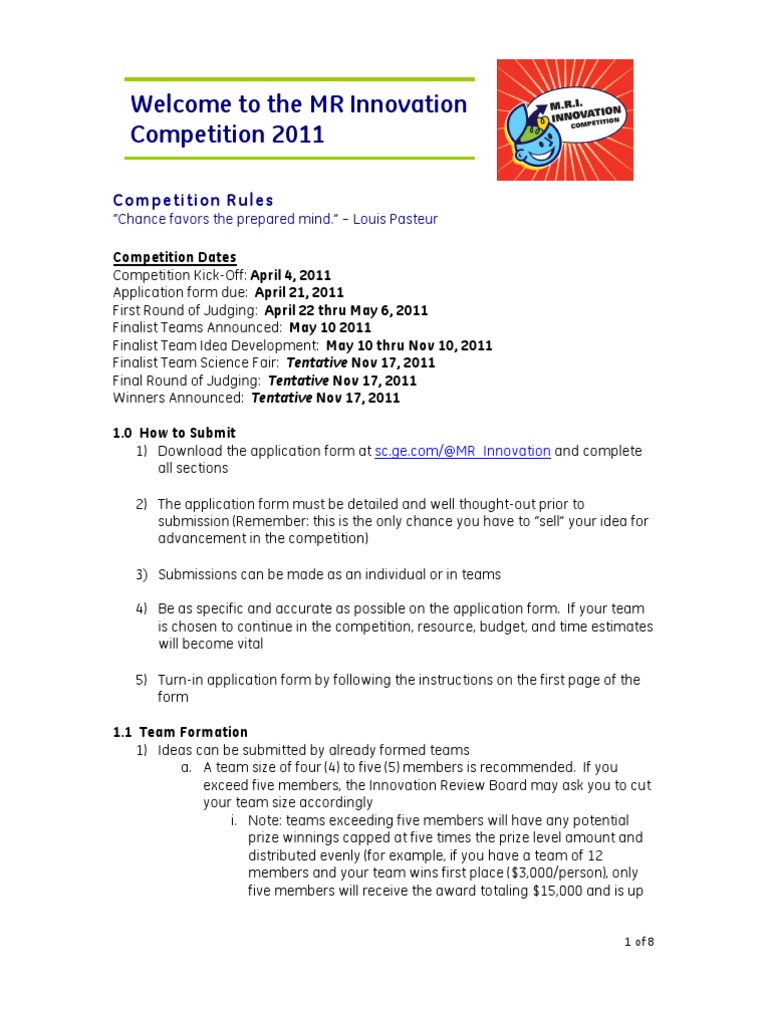 MR Innovation Competition 2011 Guide | PDF | Internet Forum | Competition