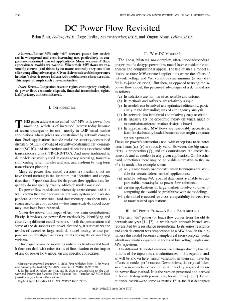 DC Power Flow | PDF | Alternating Current | Electric Power