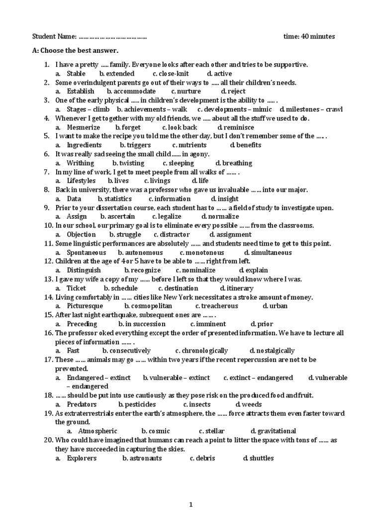 A: Choose The Best Answer | PDF | English Language | Languages