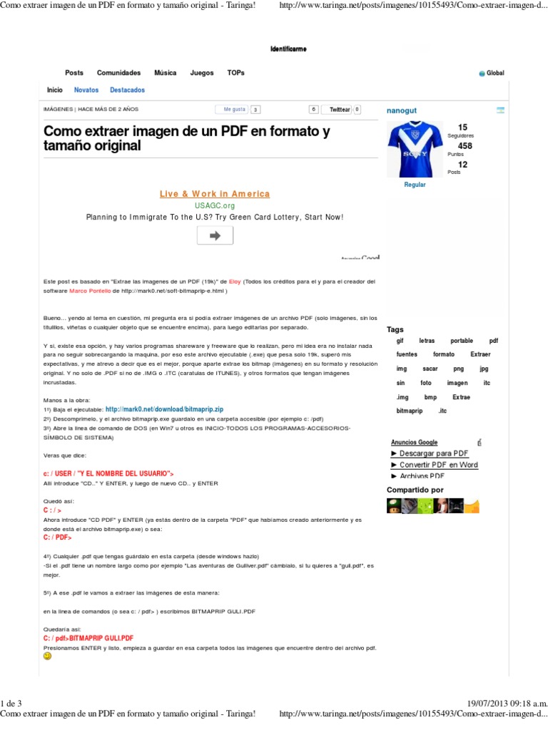 Como Extraer Imagen de Un PDF en Formato y Tamaño Original - Taringa! | PDF | Formato de ...