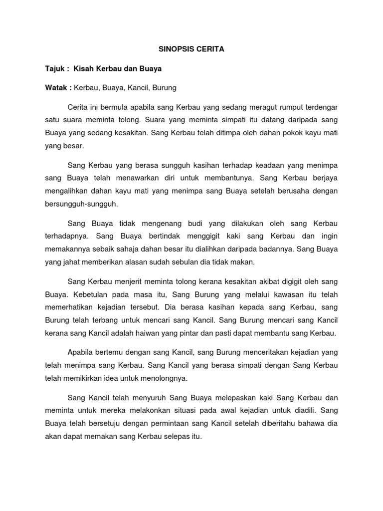 Sinopsis Cerita Kerbau Dan Buaya | PDF