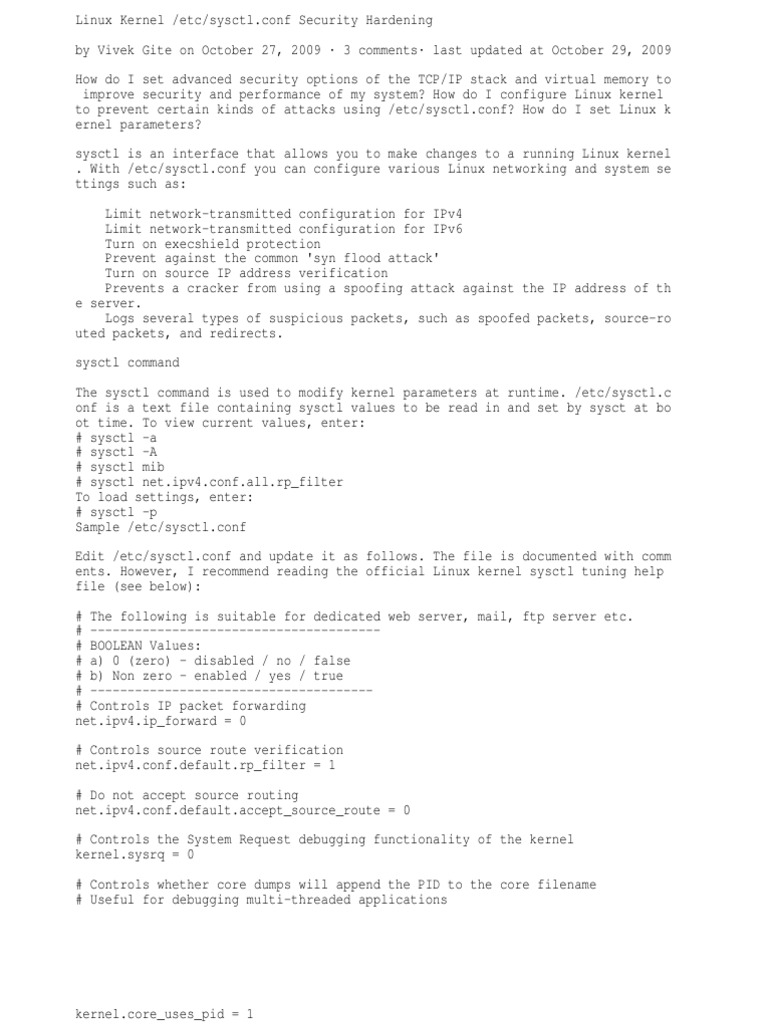 Sysctl | PDF