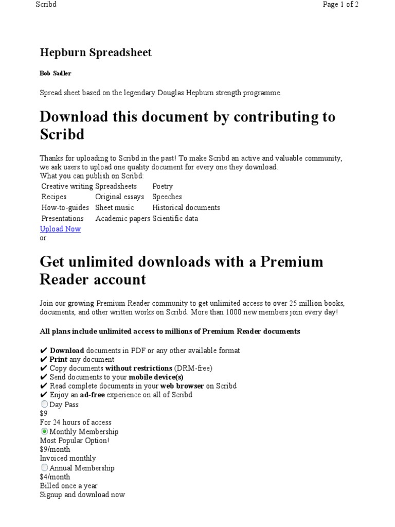 This Document by Contributing To Scribd: Hepburn Spreadsheet | PDF