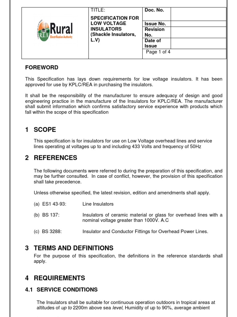 LV Insulator | PDF | Insulator (Electricity) | Specification (Technical ...