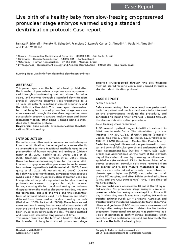 Live Birth of A Healthy Baby From Slow-Freezing Cryopreserved ...