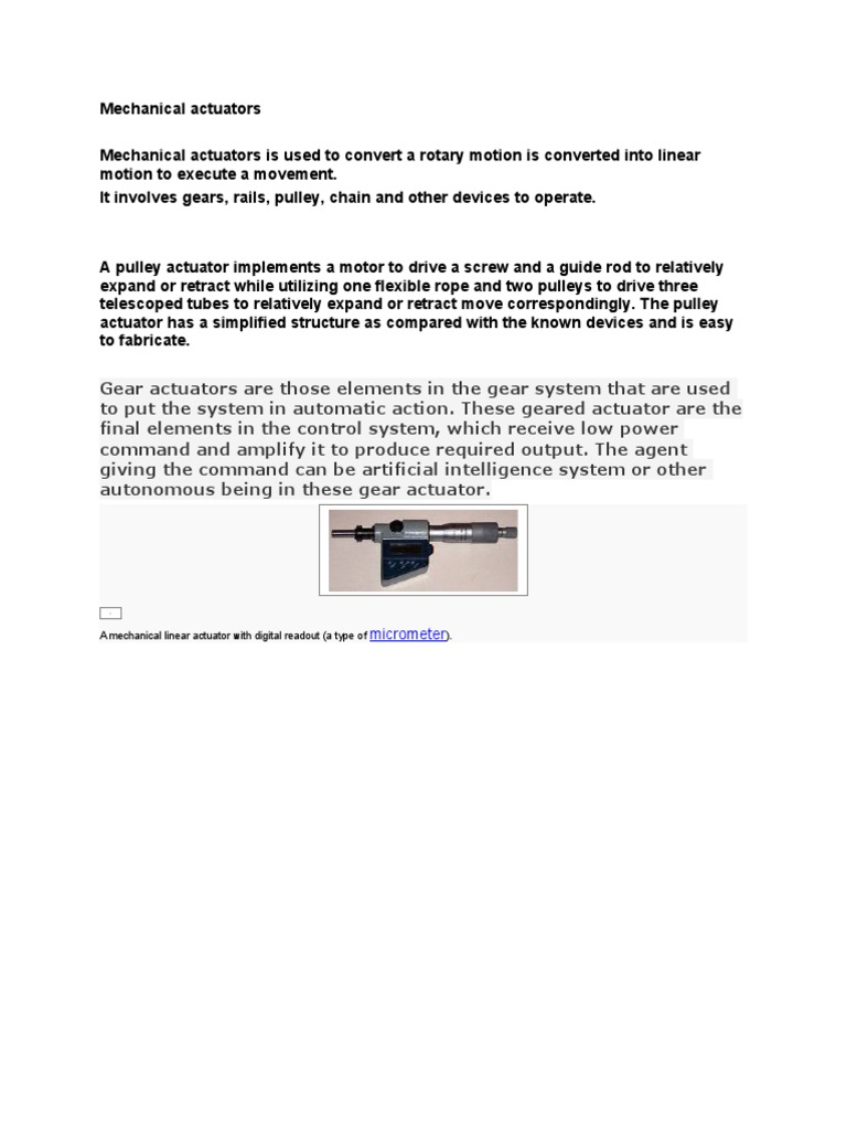 Mechanical Actuators | PDF | Machines | Actuator