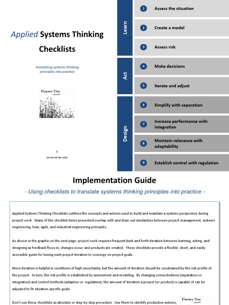 Applied Systems Thinking Checklists | PDF | Modularity | Risk