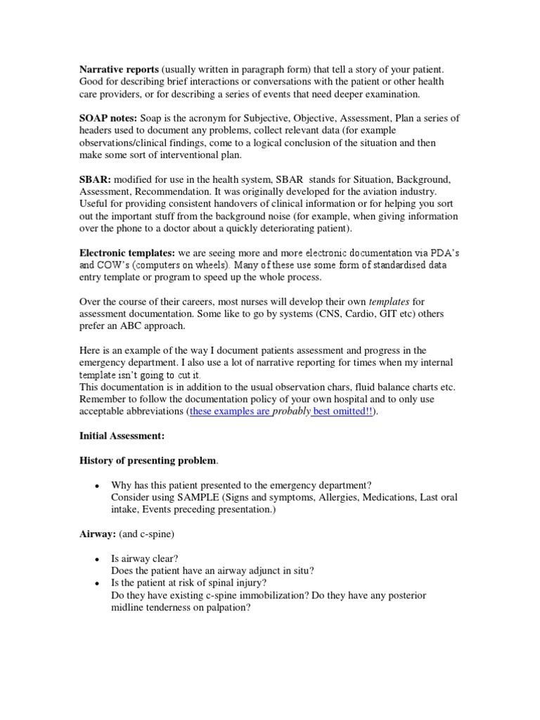 Documentation Examples | Medicine | Clinical Medicine