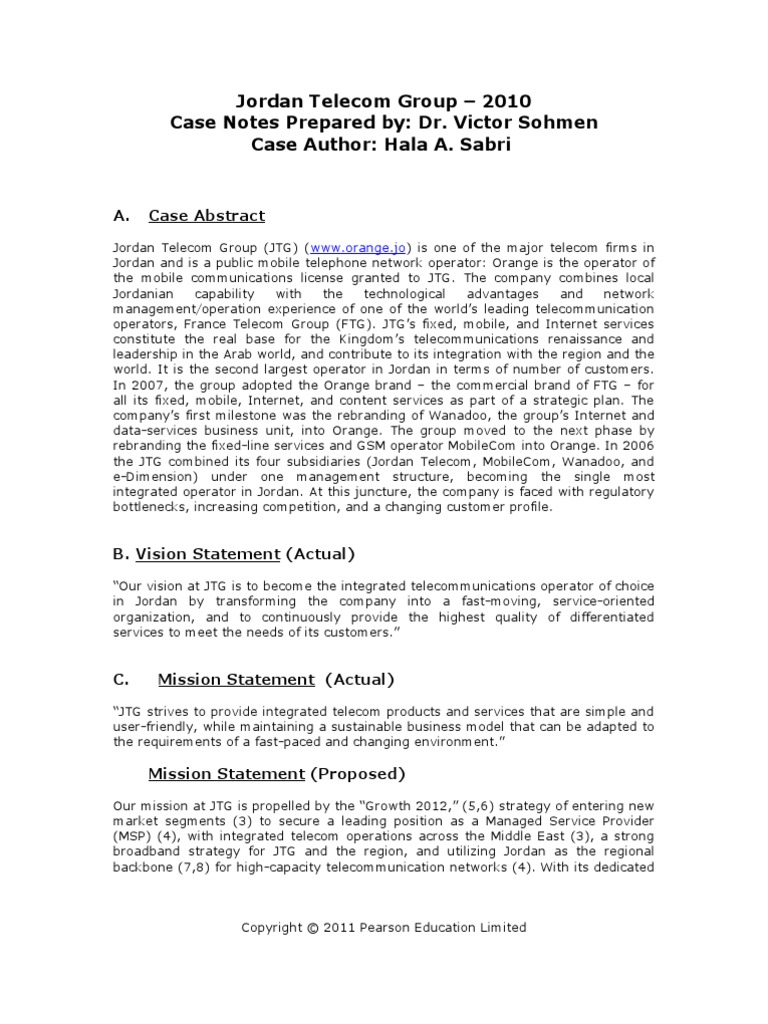 Case 13 Jordan Telecom Group | PDF | Strategic Management | Swot Analysis