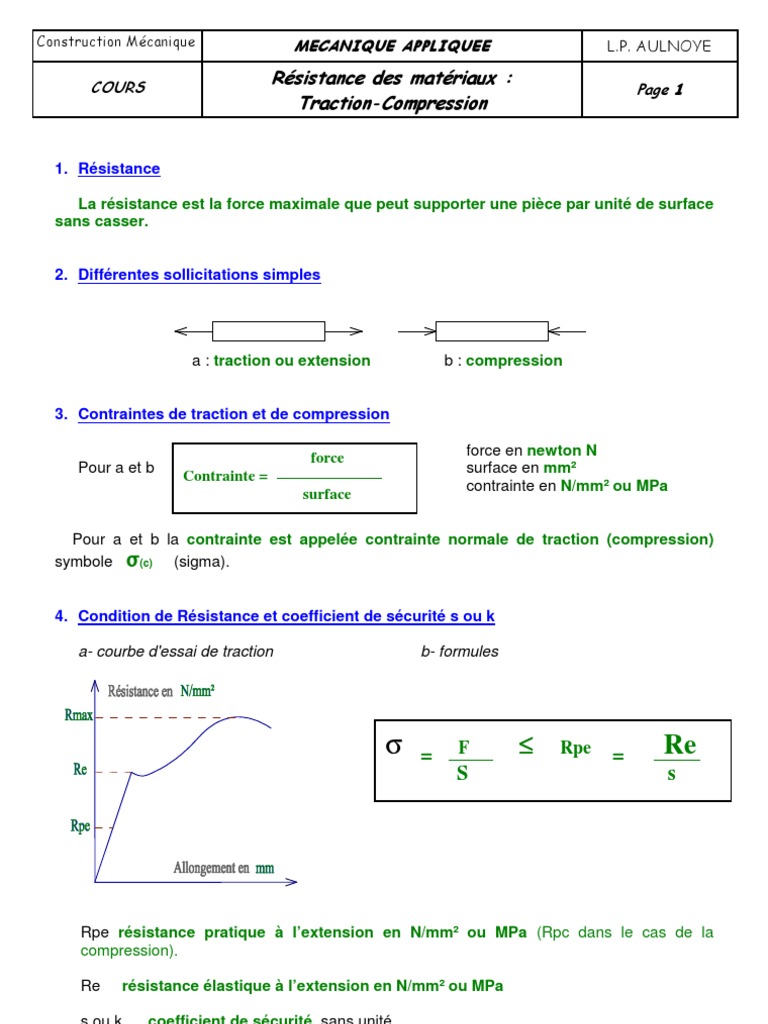 Cours RDM Traction Compression | PDF