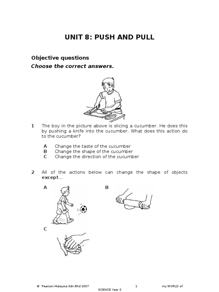 Unit 8: Push and Pull: Objective Questions | PDF | Leisure | Sports