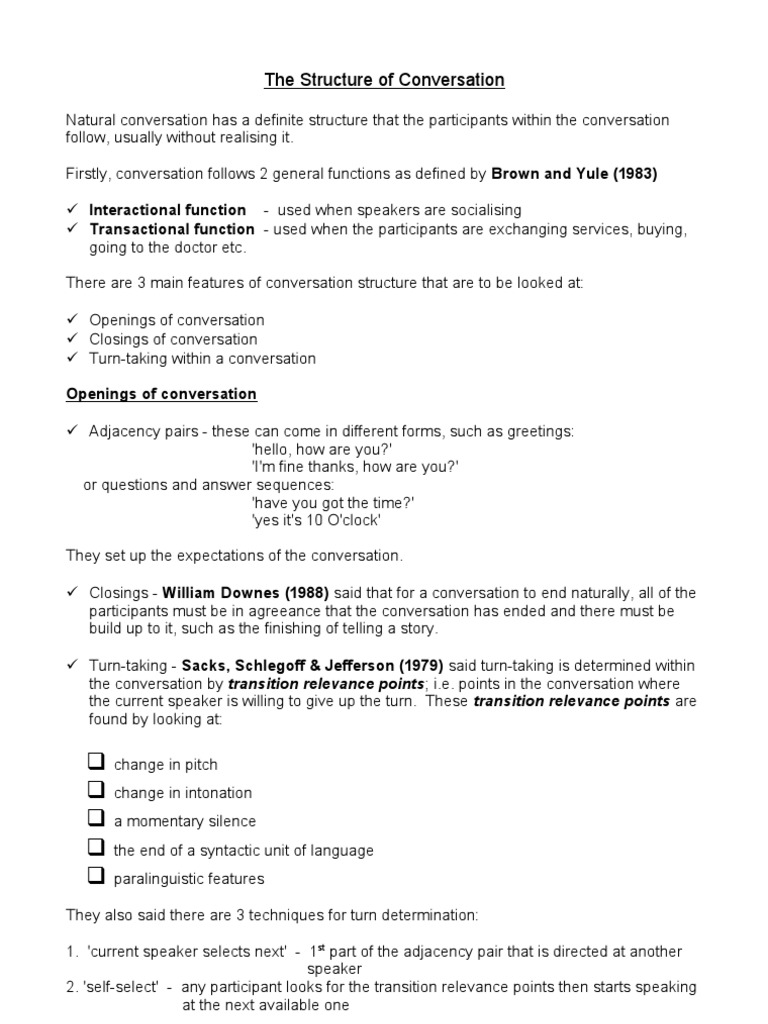 Understanding Conversation Structure | PDF | Conversation | Linguistics