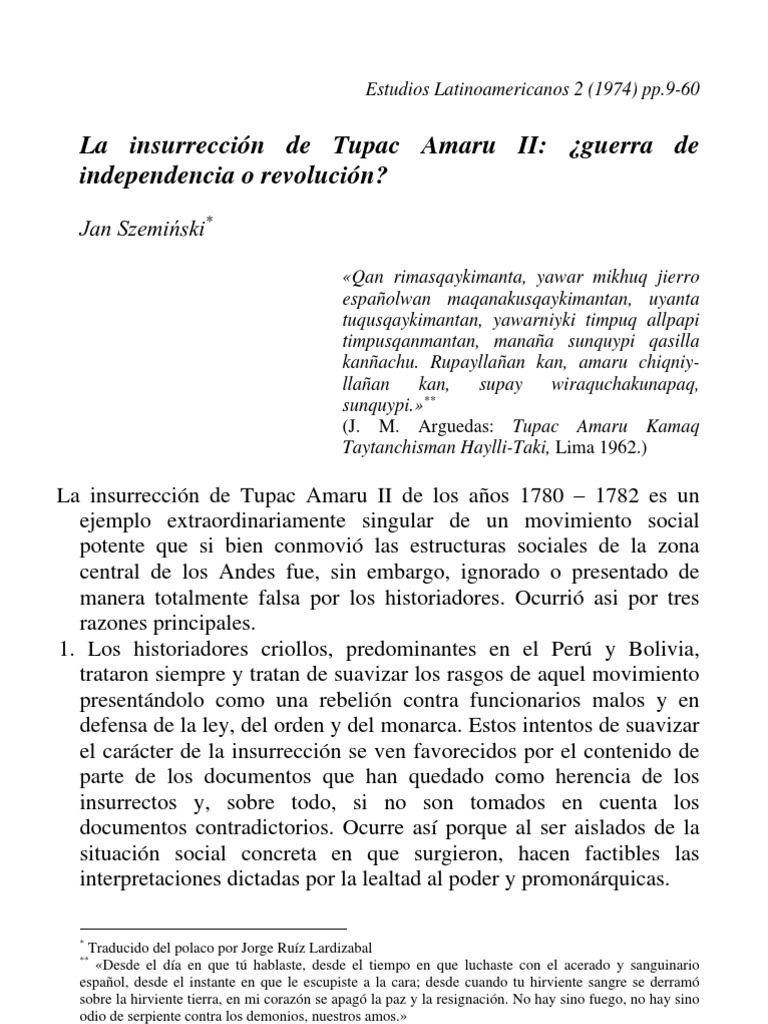 Tupac Amaru | PDF | Imperio Inca | Perú