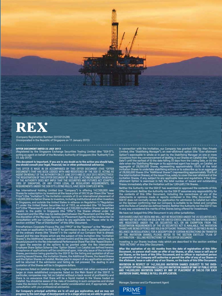 Rex Offer Document (Clean) | PDF | Securities Act Of 1933 | Securities ...