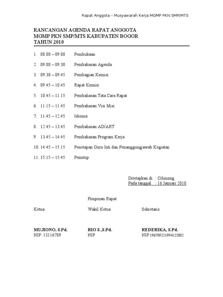 Tata Cara Rapat MGMP | PDF