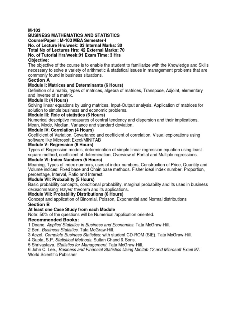 Maths in Mba Rtu | PDF | Module (Mathematics) | Statistics