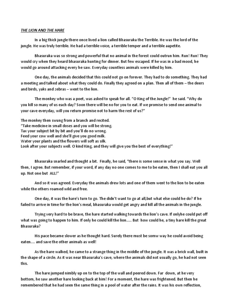 The Lion And The Hare Download Free Pdf Lion
