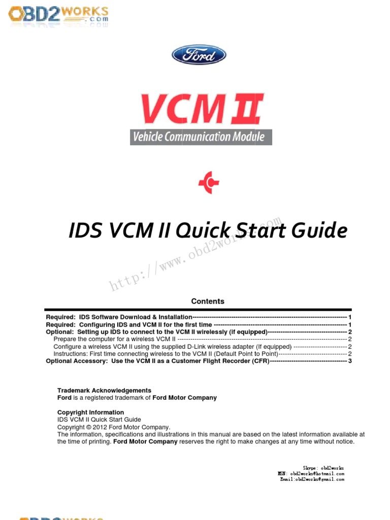 Ford VCMII Quick Start Guide ENG | PDF | Usb | Wireless