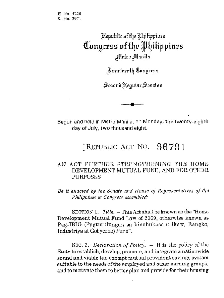 Republic Act No 9679 PAG IBIG | PDF | Board Of Directors | Employment