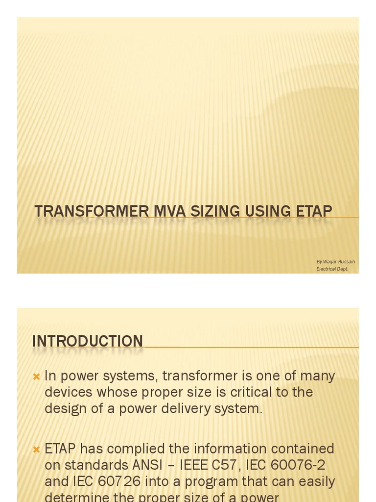 A Comprehensive Guide to Transformer Sizing Using ETAP Software | PDF ...