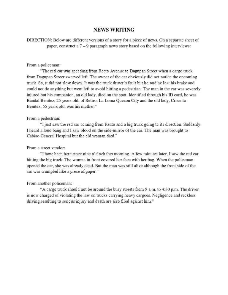 News Writing Exercise