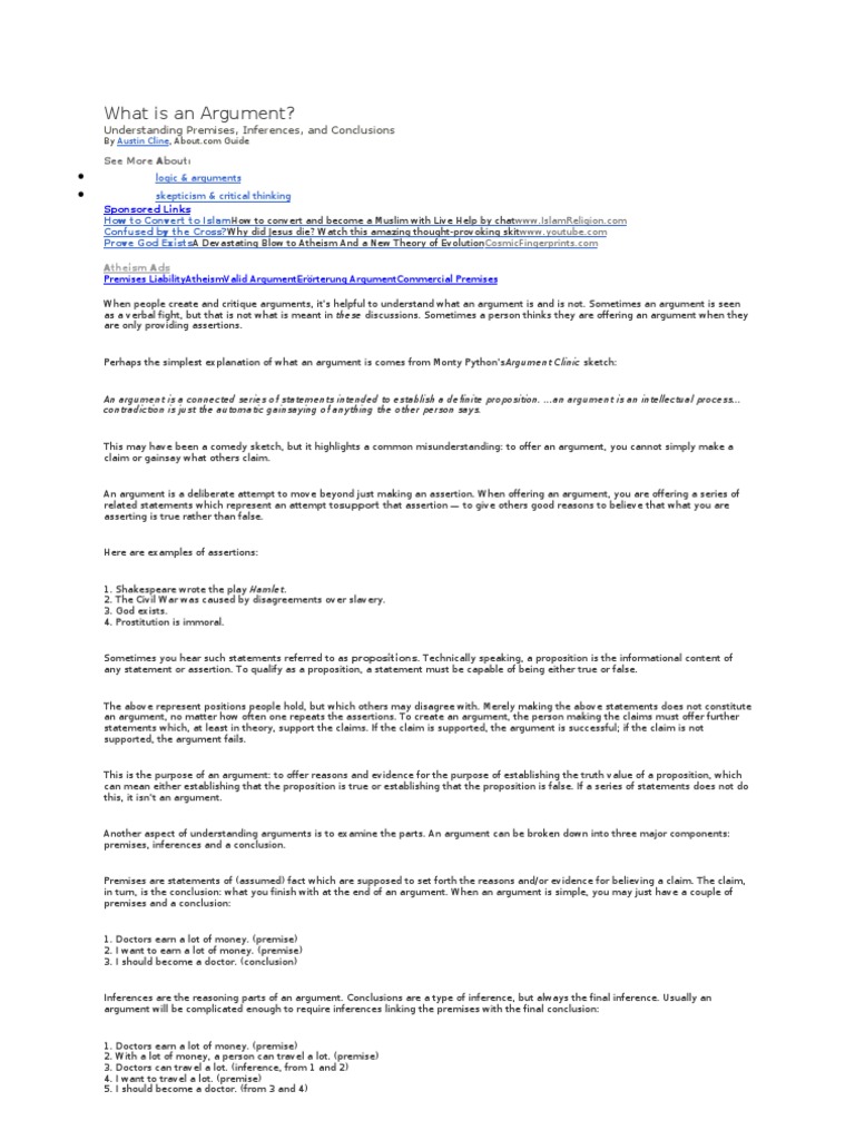 What Is An Argument | PDF | Argument | Inference