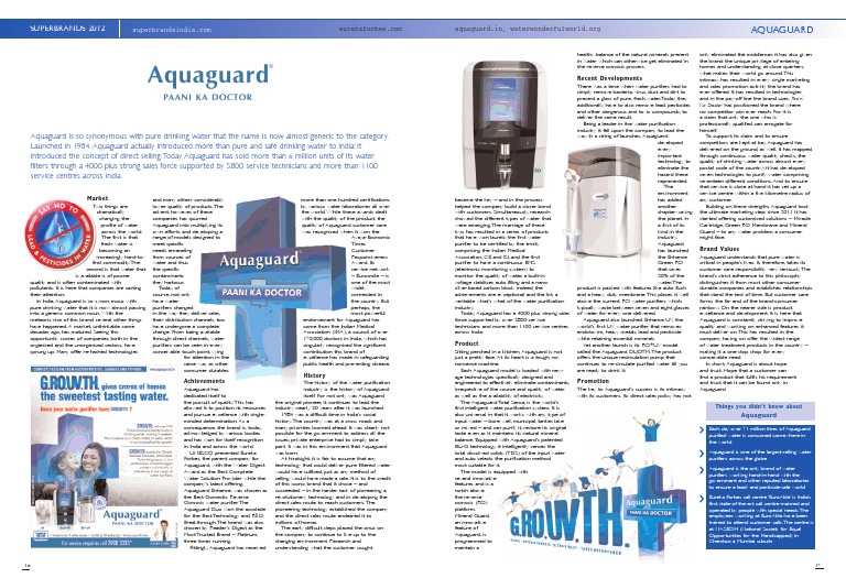 Aqua Guard | PDF | Water Purification | Brand
