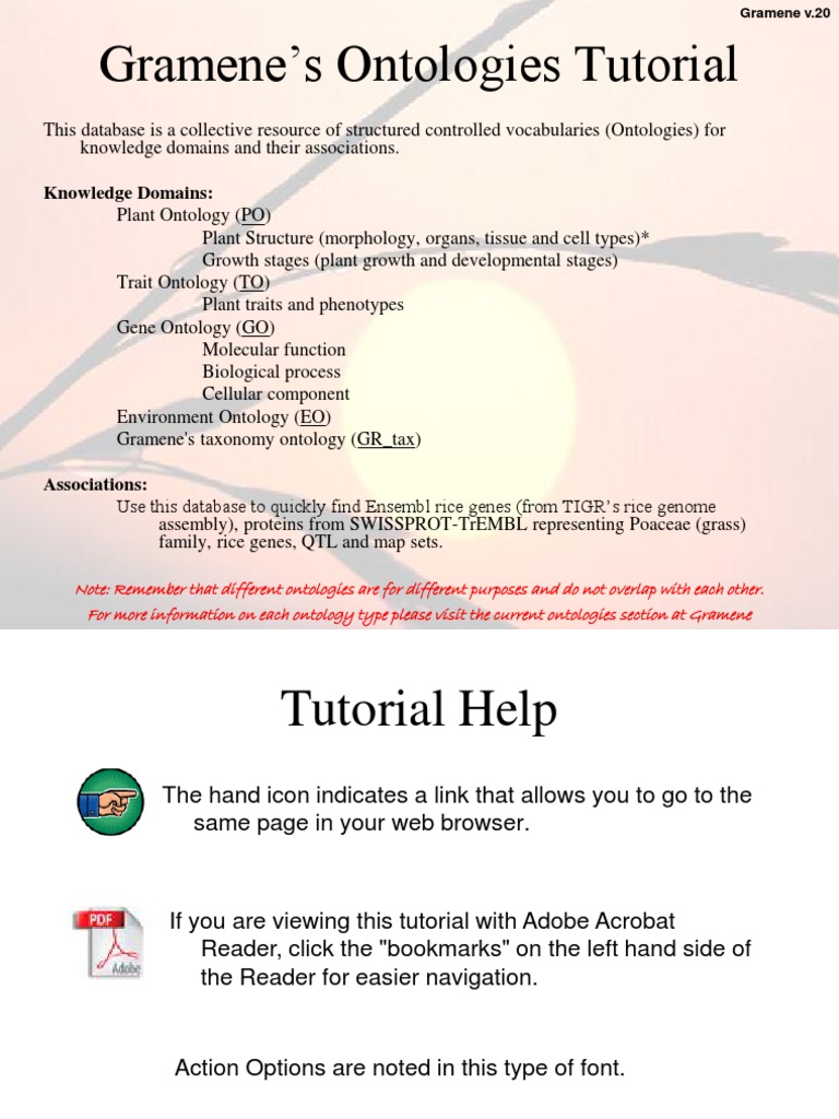 Gramene's Ontologies Tutorial: Knowledge Domains | PDF | Ontology (Information Science) | Gene