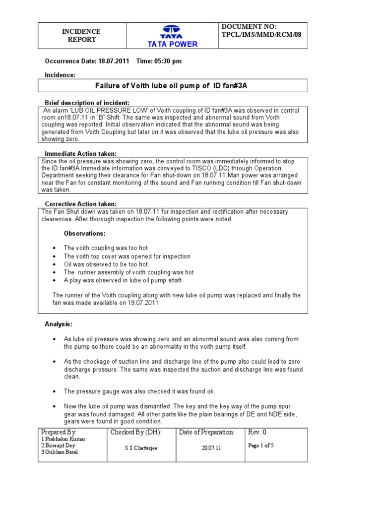 Voith Lube Oil Pump Failure Report | PDF | Pump | Bearing (Mechanical)