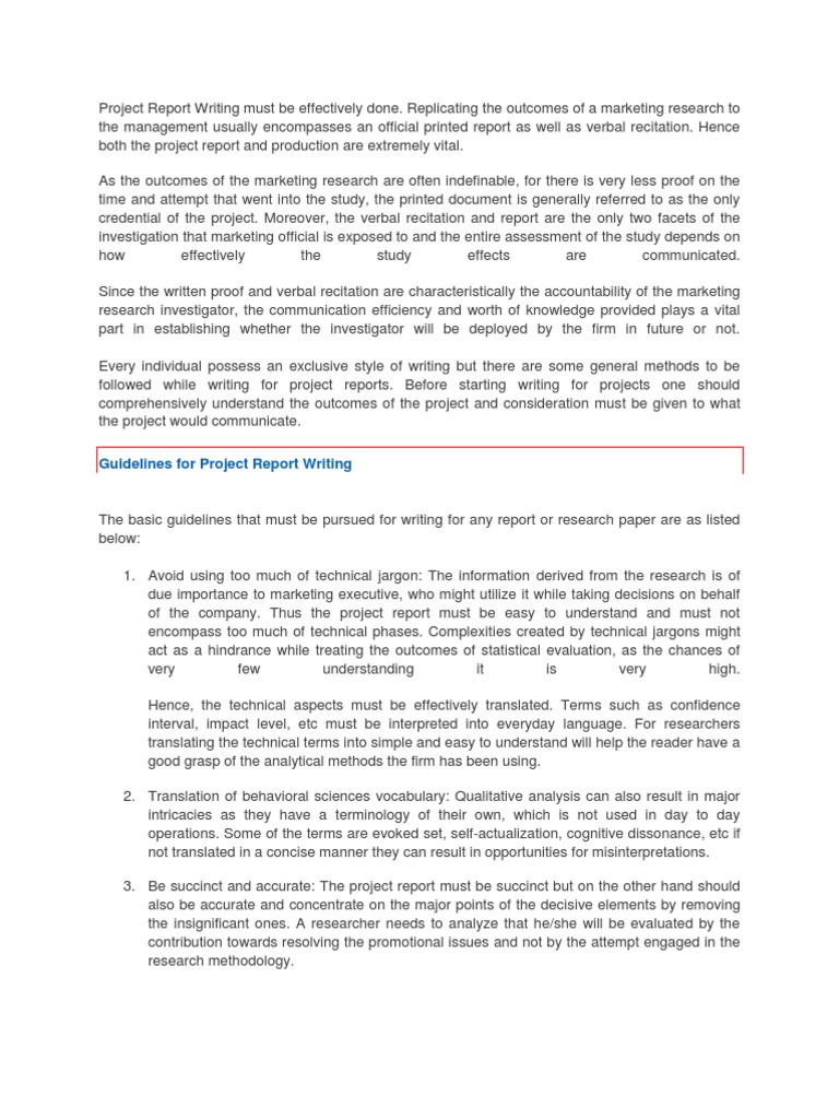 Guidelines for Effective Project Reports | PDF | Qualitative Research ...