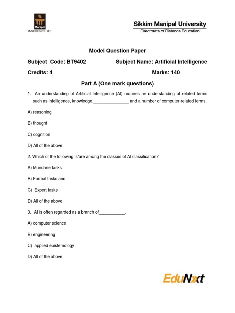 BT9402 MQP | PDF | Artificial Intelligence | Intelligence (AI) & Semantics