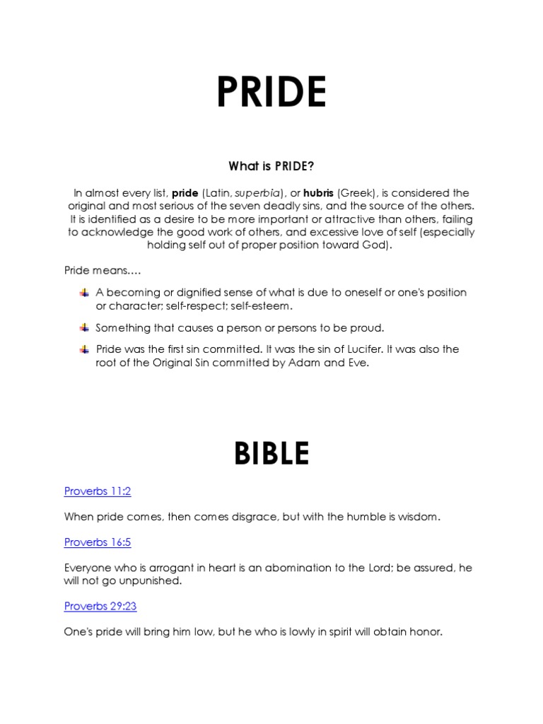 Pride | PDF | Pride | Seven Deadly Sins
