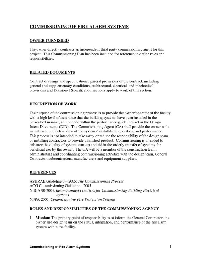 FCG Sample Fire Alarm CX Spec | PDF | General Contractor ...