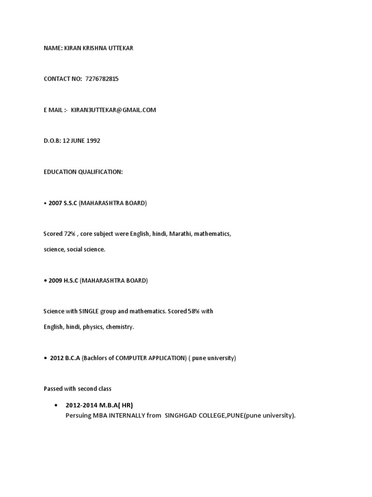 Kiran Krishna Uttekar Resume Summary | PDF | Career & Growth