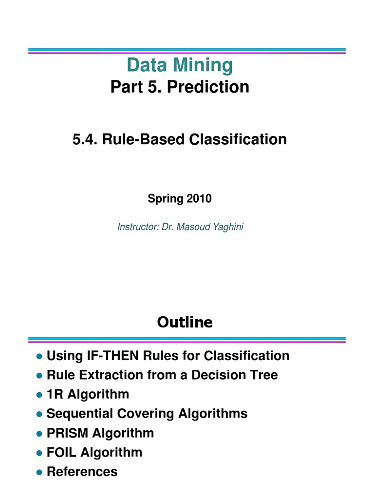 DM - 05 - 04 - Rule-Based Classification PDF | PDF | Statistical Classification | Algorithms
