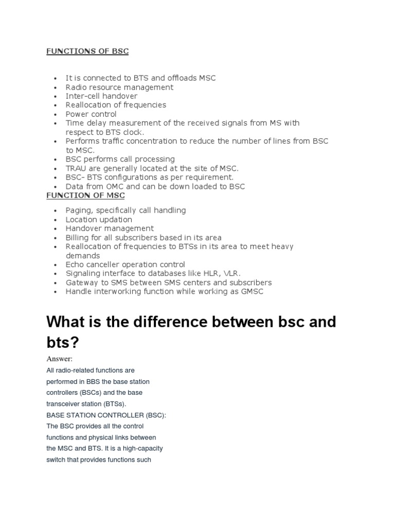 What Is The Difference Between BSC and BTS? | PDF | Computers