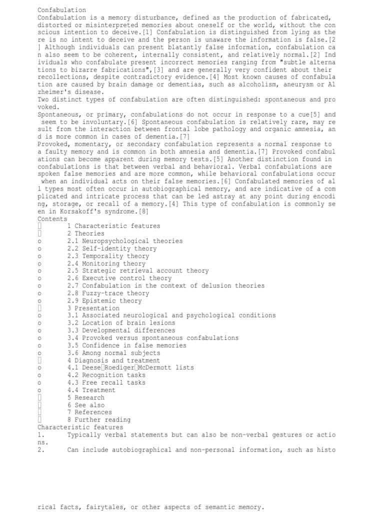 Confabulation | Clinical Psychology | Psychology & Cognitive Science